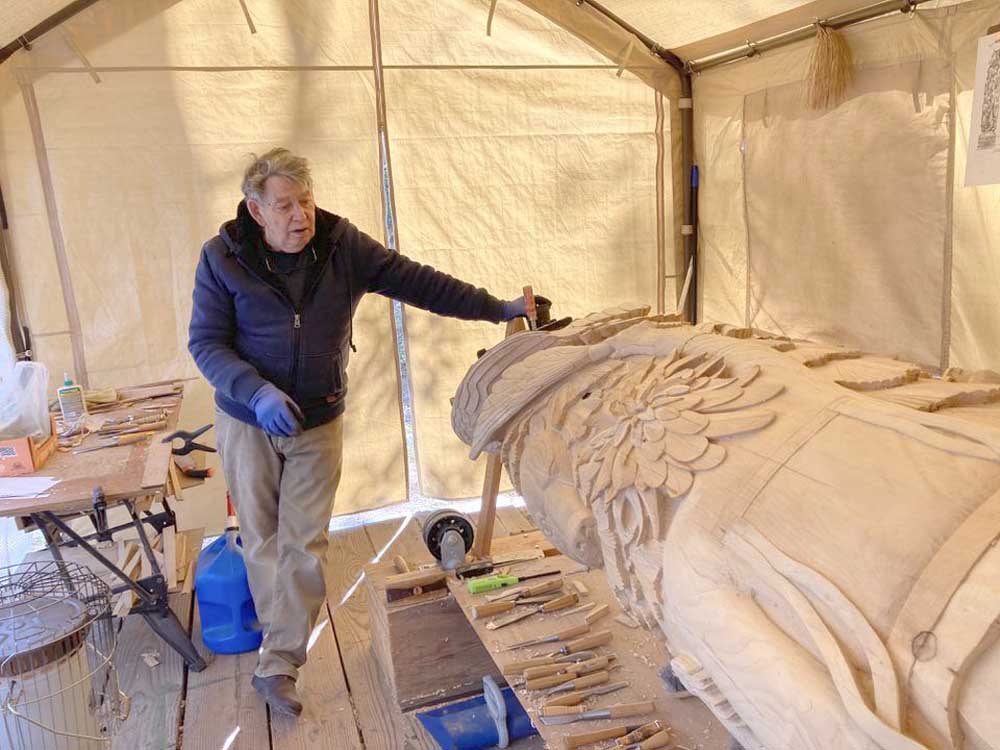 Medford sculptor Russell Beebe’s towering story poles will be his last ...