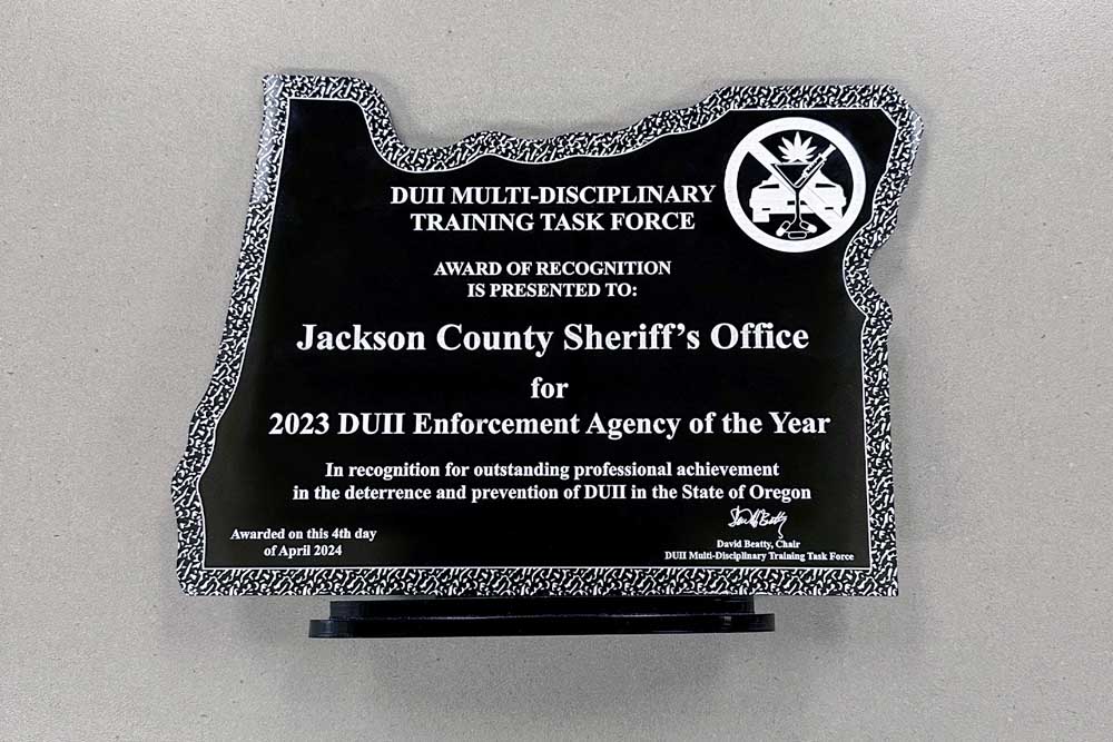 Jackson County Sheriff’s Office wins award for DUII enforcement in 2023 ...